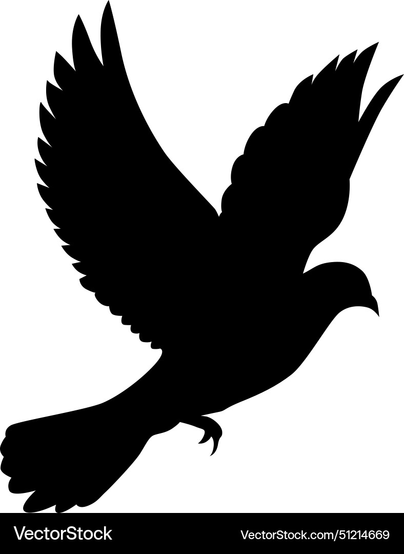 Silhouette dove flying vintage Royalty Free Vector Image