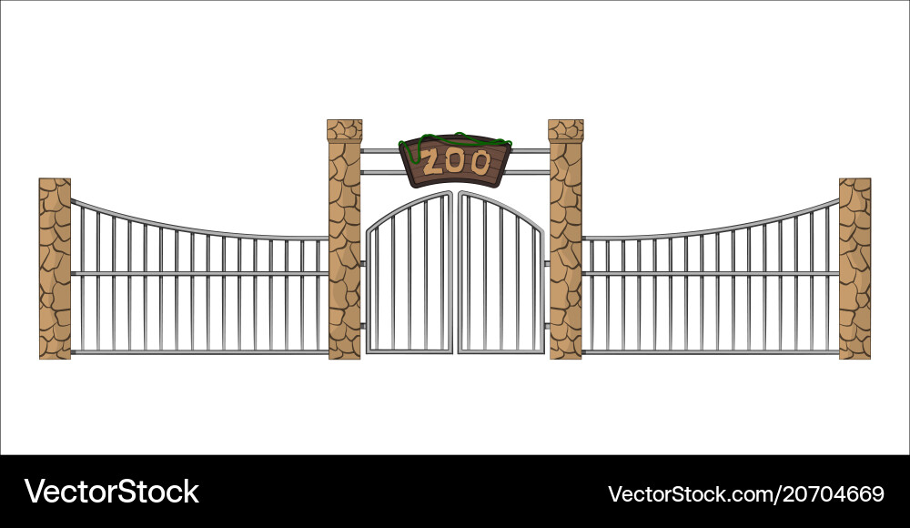 Zoo gate isolated object in cartoon style Vector Image