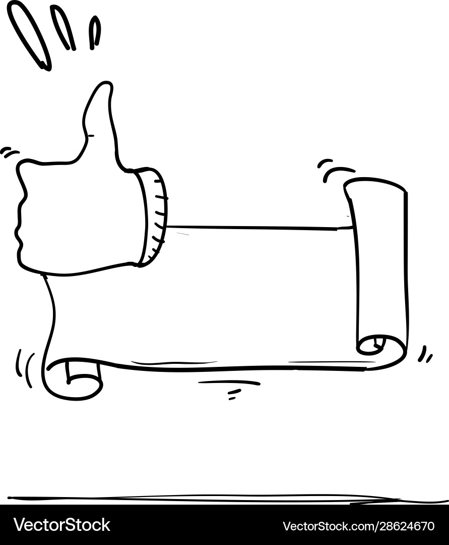 Banner recommended with thumbs up handdrawn Vector Image
