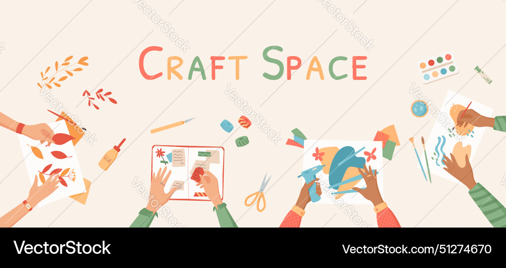 Cartoon handicraft workshop activity concept Vector Image