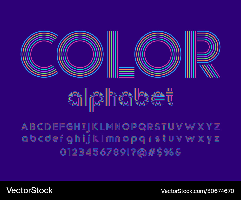 Color line font Royalty Free Vector Image - VectorStock