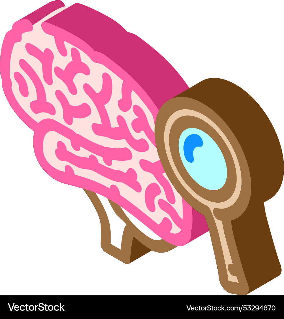 Magnifying glass brainstorm isometric icon Vector Image