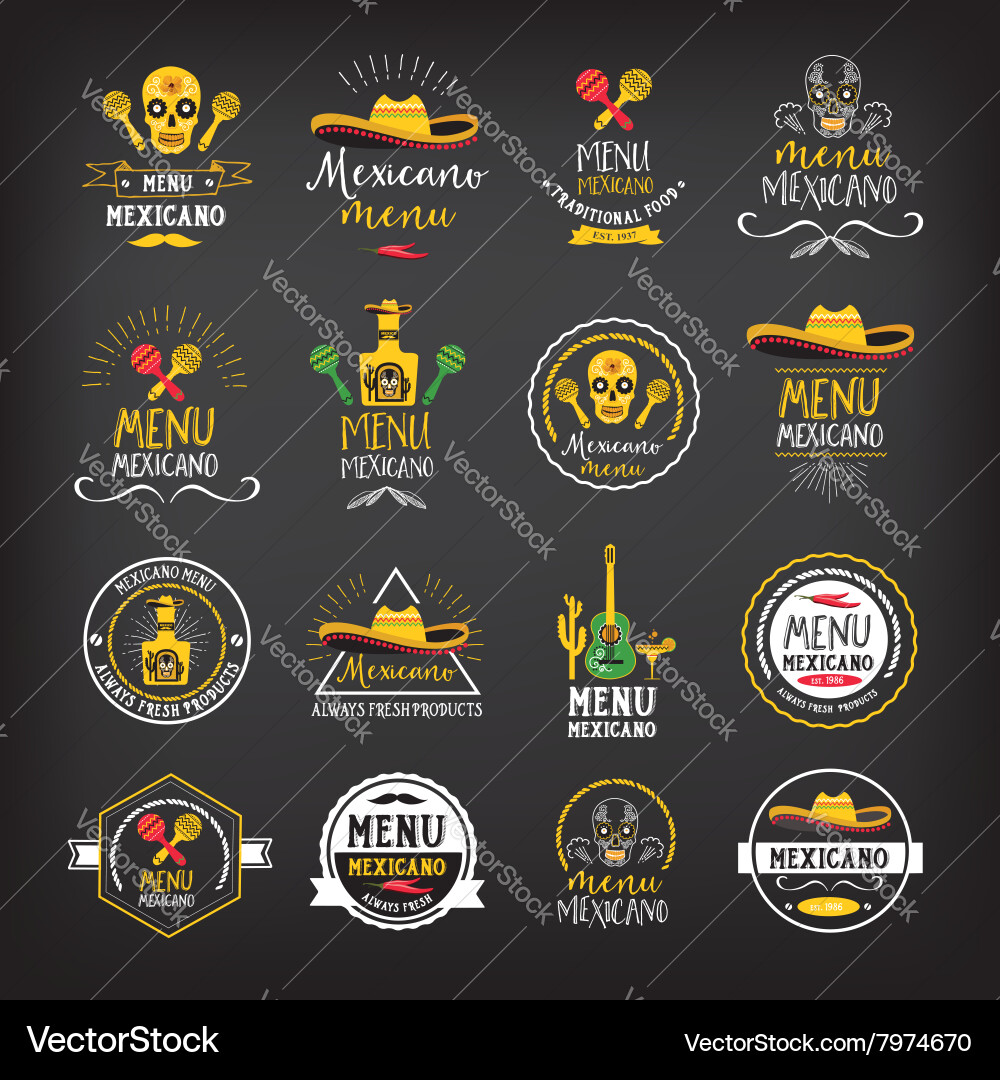 Menu mexican logo and badge design Royalty Free Vector Image