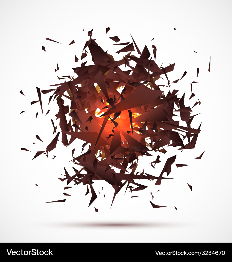 Red light explosion of black particles on white Vector Image