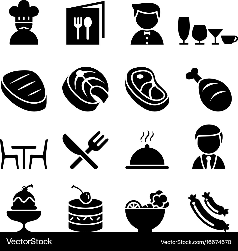 Restaurant icon set Royalty Free Vector Image - VectorStock