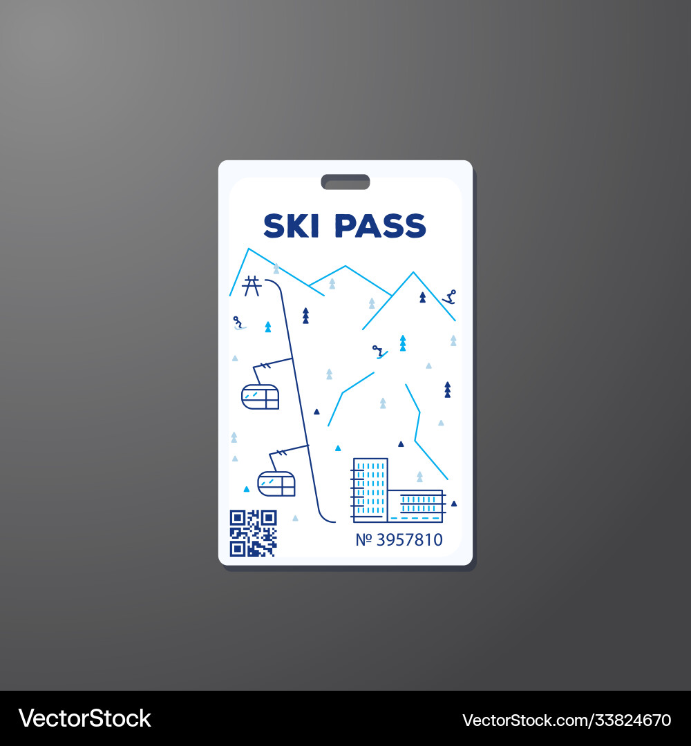 Ski pass line style Royalty Free Vector Image - VectorStock