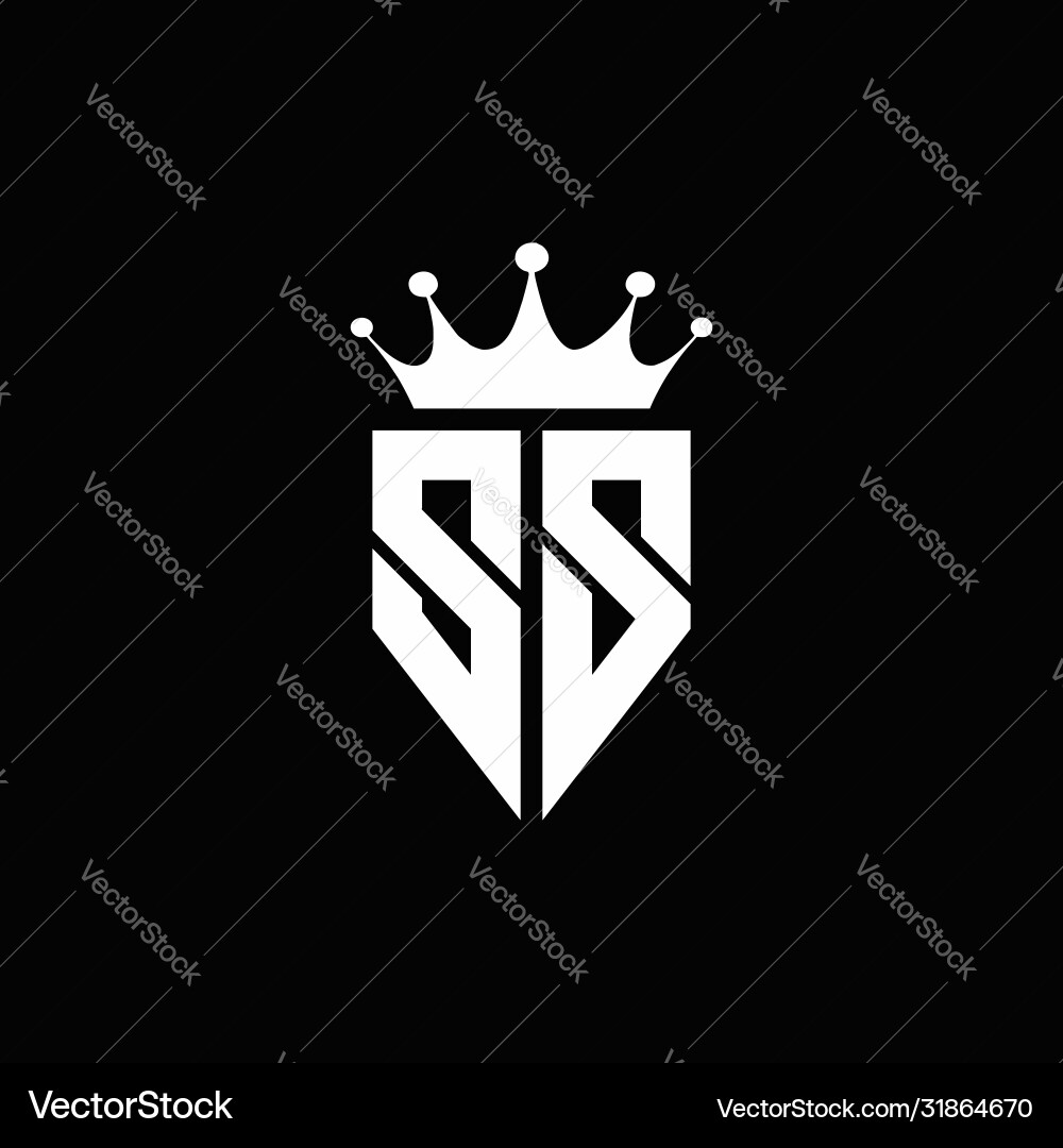 Ss logo monogram emblem style with crown shape Vector Image