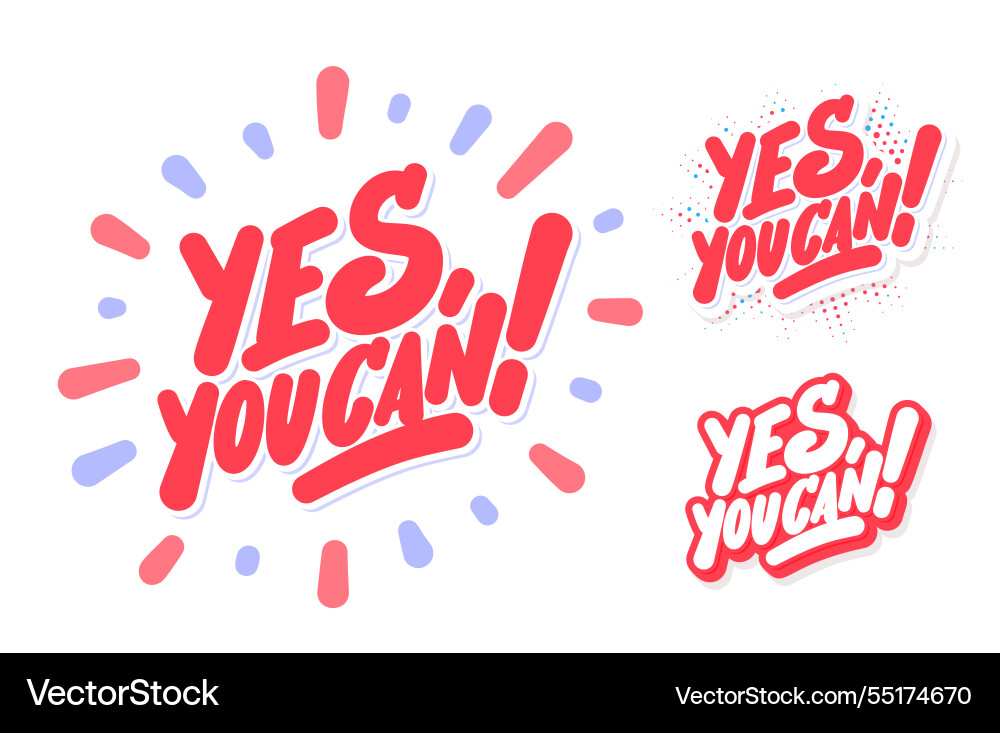 Yes you can motivational sticker set Royalty Free Vector