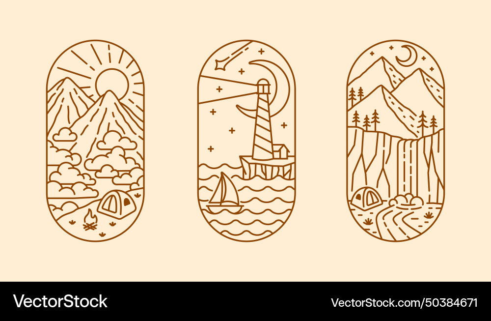 Beautiful nature line art Royalty Free Vector Image