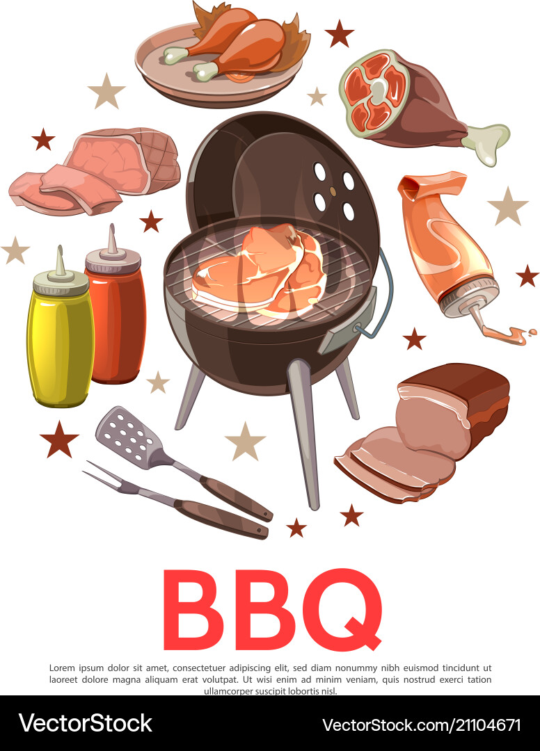 Colorful barbecue party round concept Royalty Free Vector