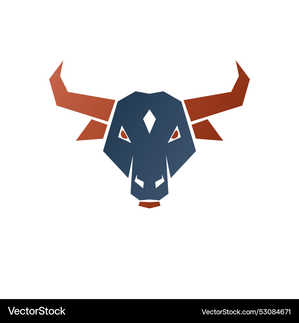 Horned bull head ancient emblem animal element Vector Image