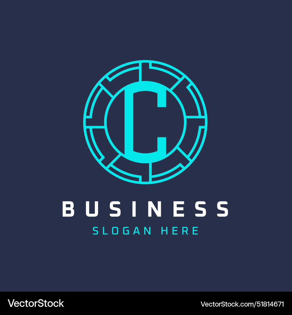 Letter c tech logo design initial round Royalty Free Vector