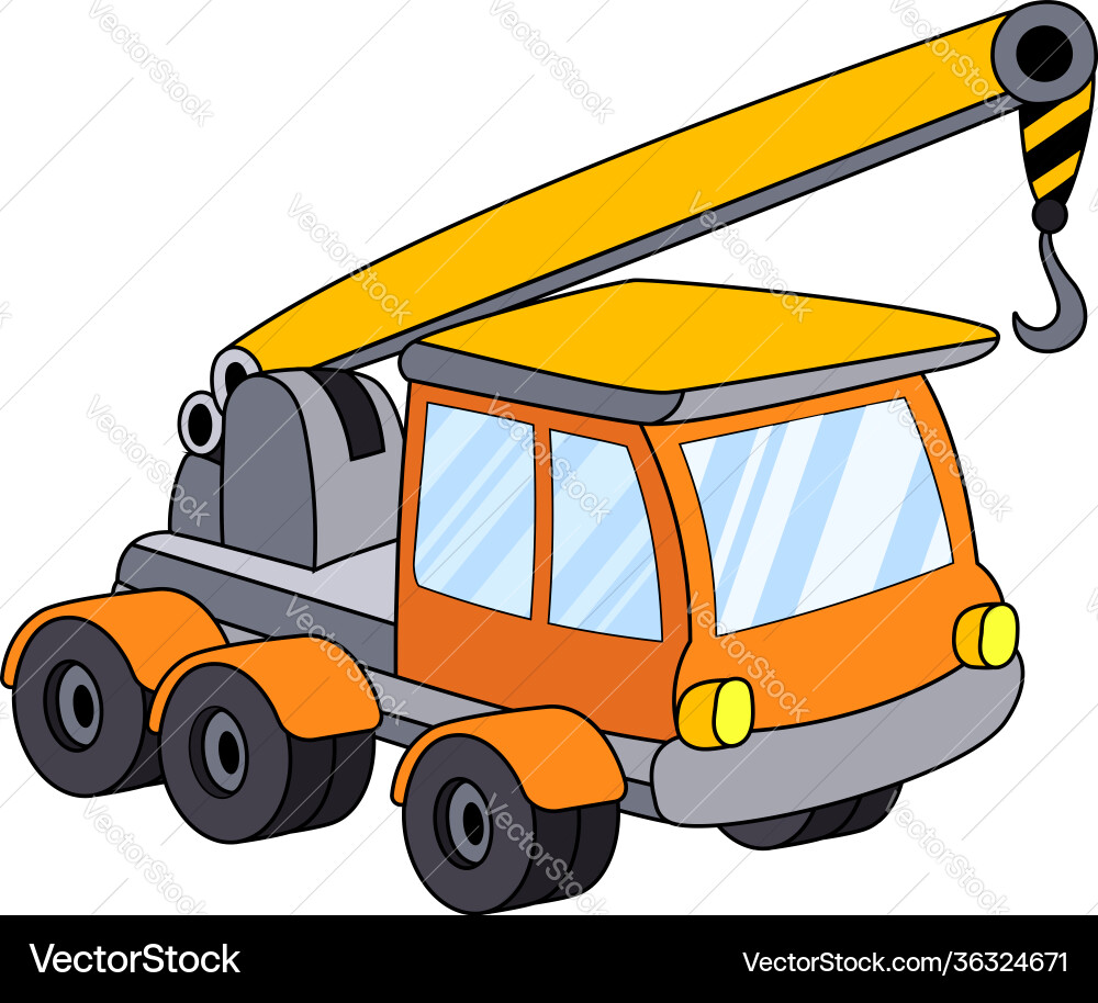 Machine with lifting crane icon cartoon style Vector Image