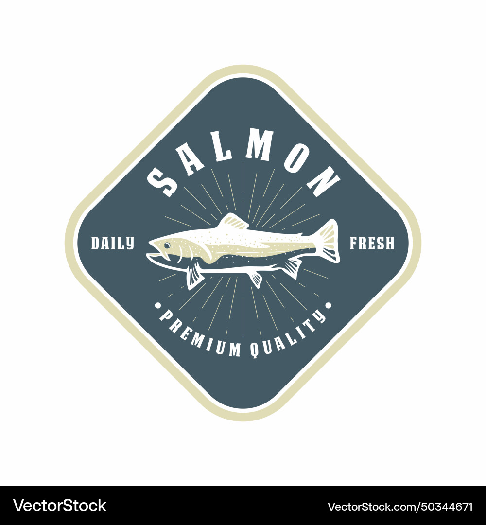 Salmon emblem logo design Royalty Free Vector Image