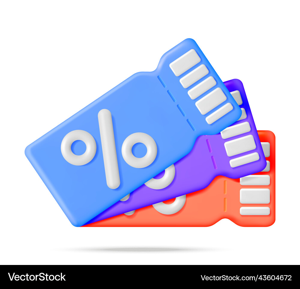 3d stack of coupons with percent symbol Royalty Free Vector