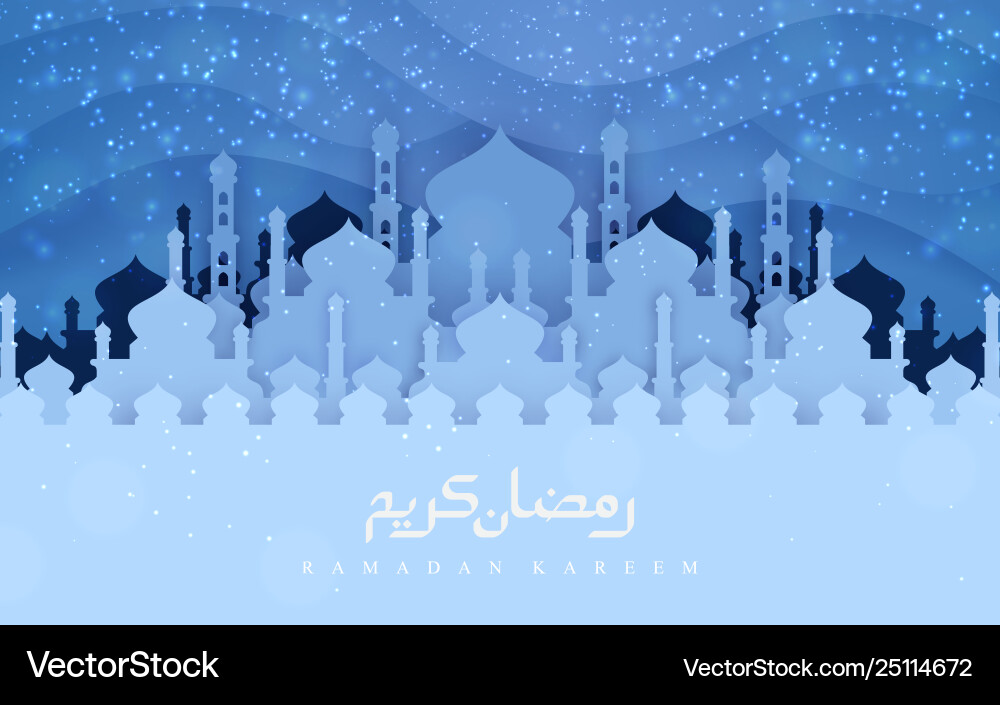 Blue background with a combination mosque Vector Image