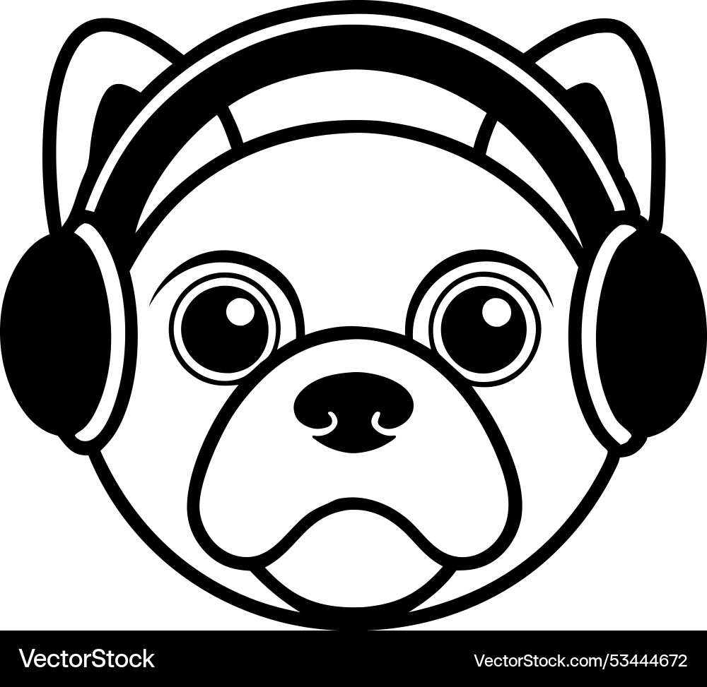 Bulldog with headphone logo design Royalty Free Vector Image