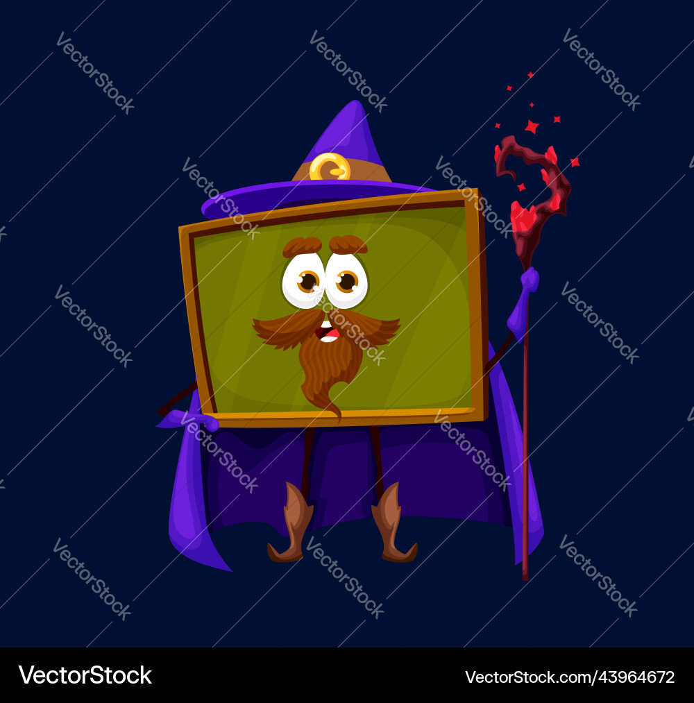 Cartoon school board warlock wizard character Vector Image
