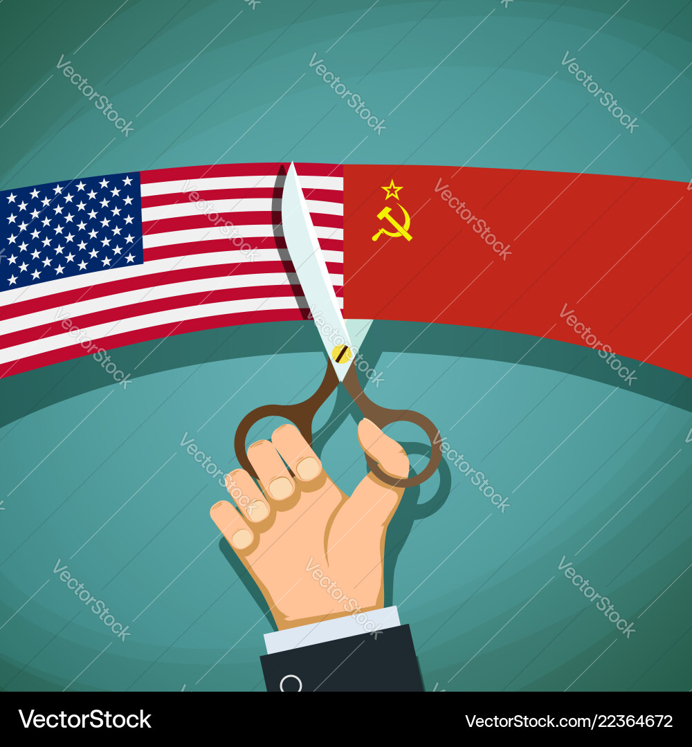 Cold War Conflict - Hand Cutting Flags Royalty Free Vector