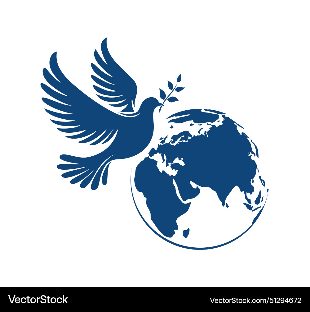 Flying dove and earth globe Royalty Free Vector Image