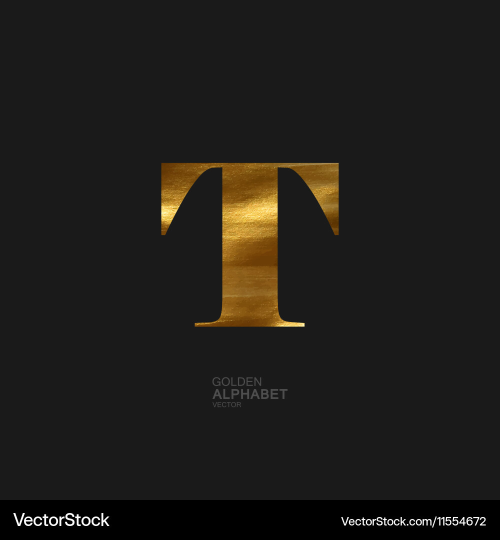 Golden letter t Royalty Free Vector Image - VectorStock
