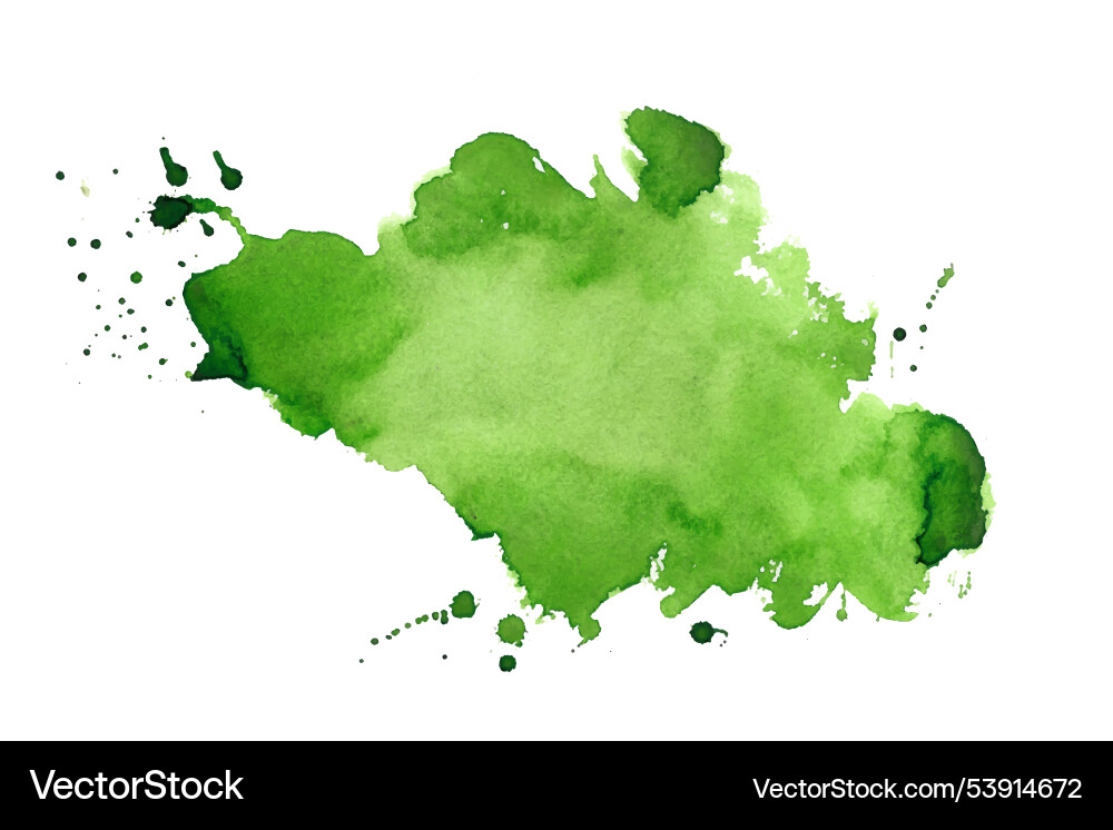 Hand painted green color liquid drip stain Vector Image