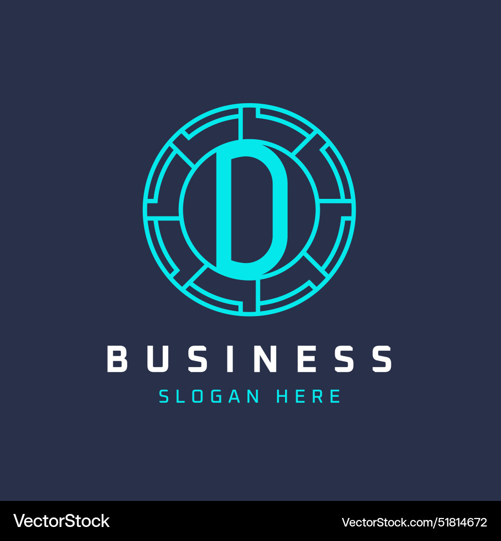 Letter d tech logo design initial round Royalty Free Vector