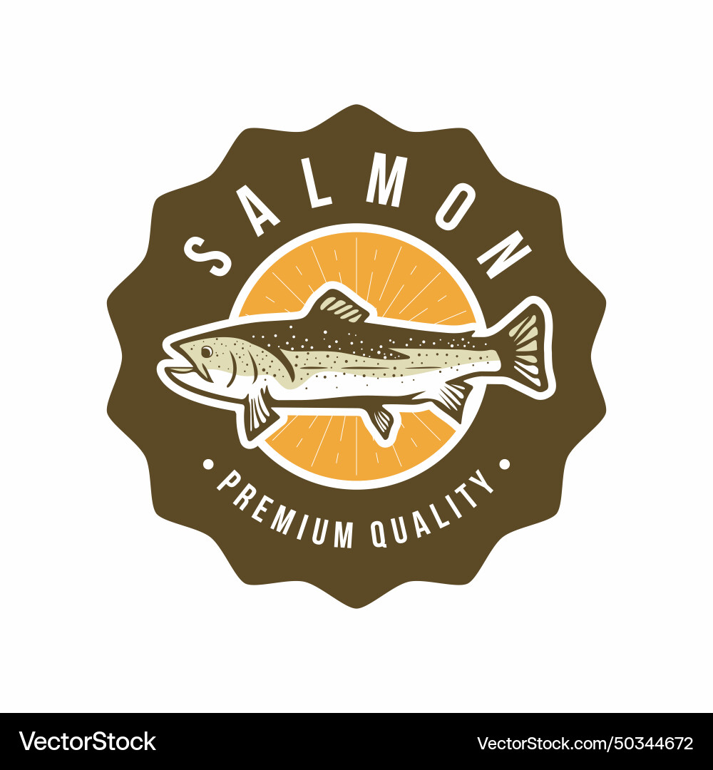 Salmon emblem logo design Royalty Free Vector Image