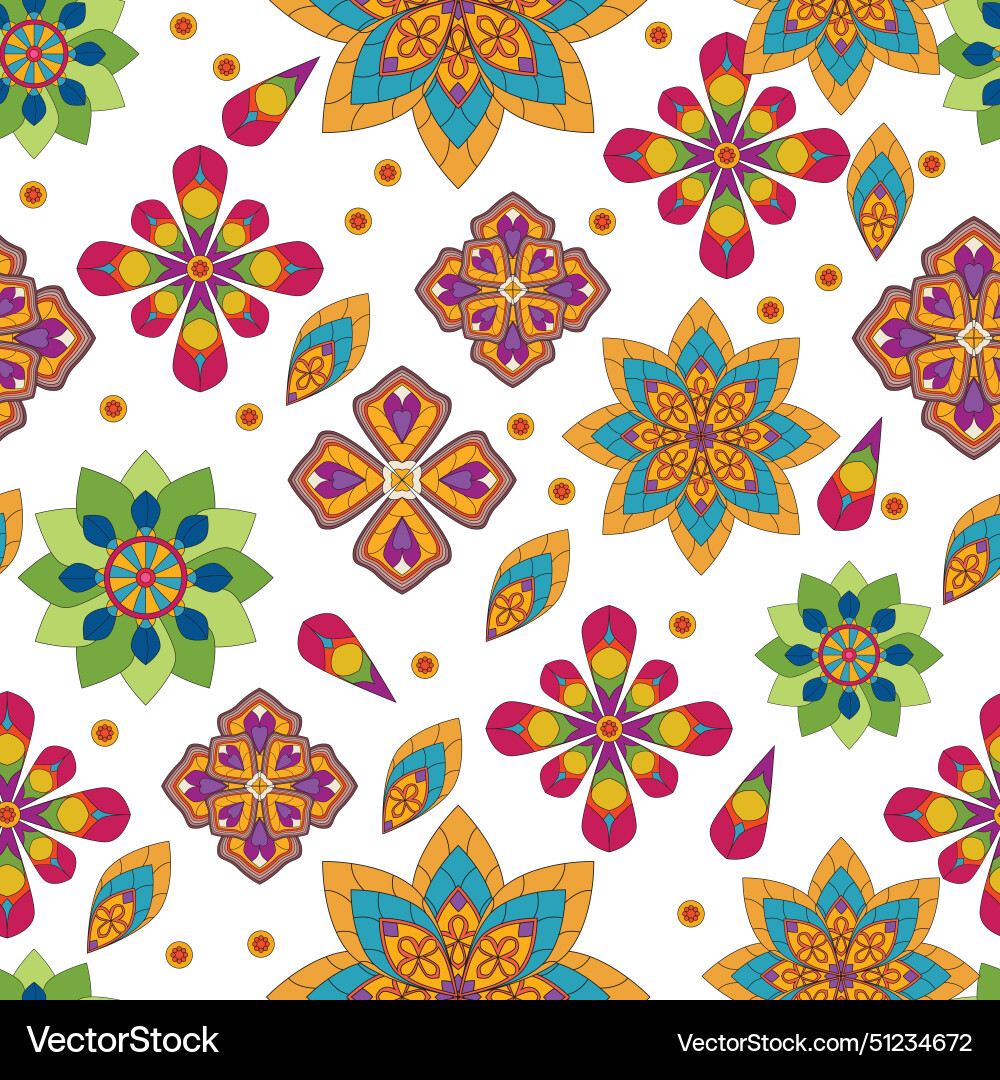 Seamless flower pattern with different color petal