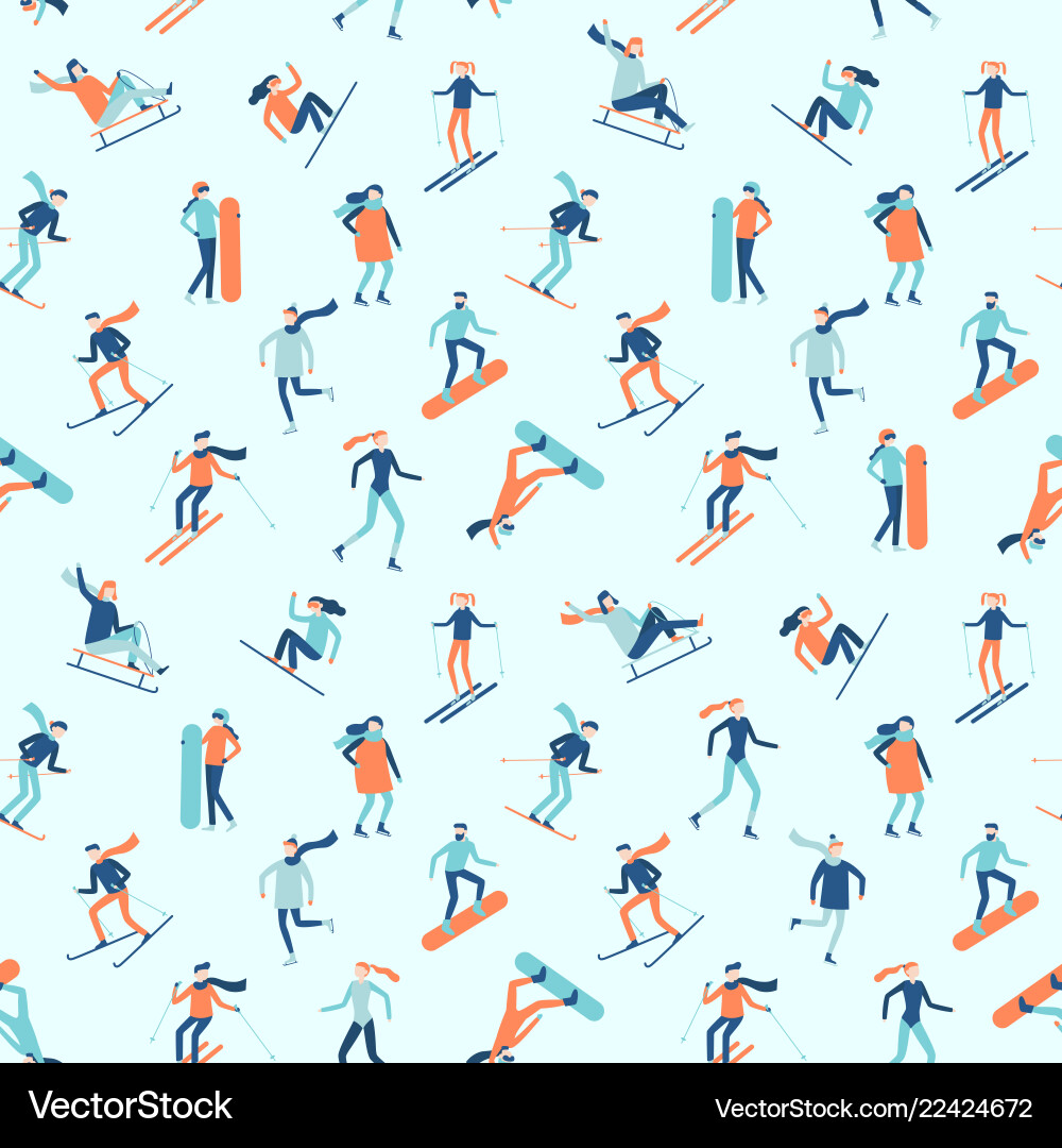 Snowboarding and skiing seamless pattern winter Vector Image