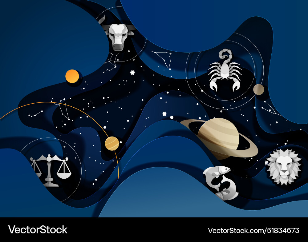 Astrology horoscope magic universe papercut Vector Image