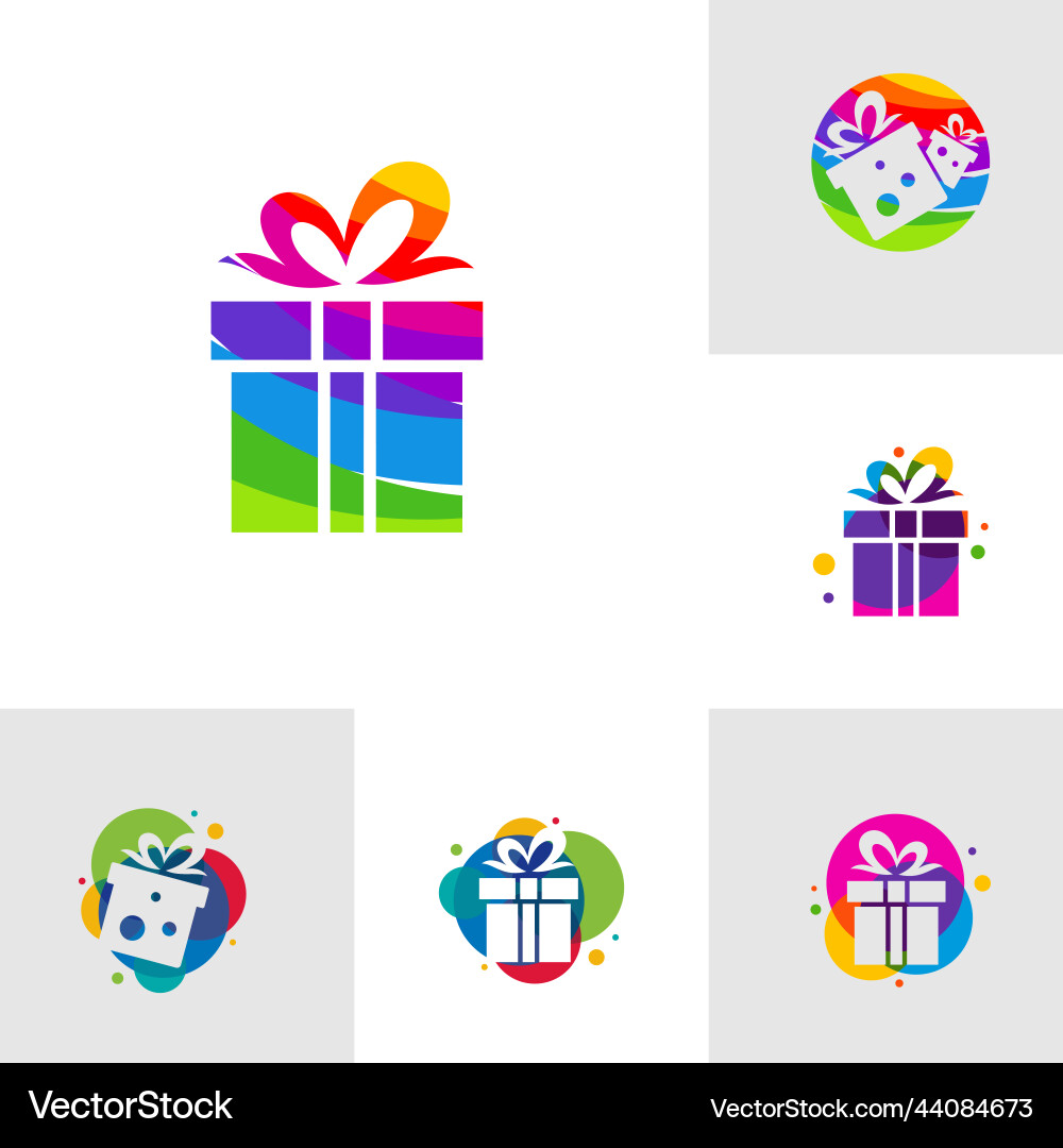 Colorful Gift Shop Logo Templates Royalty Free Vector Image