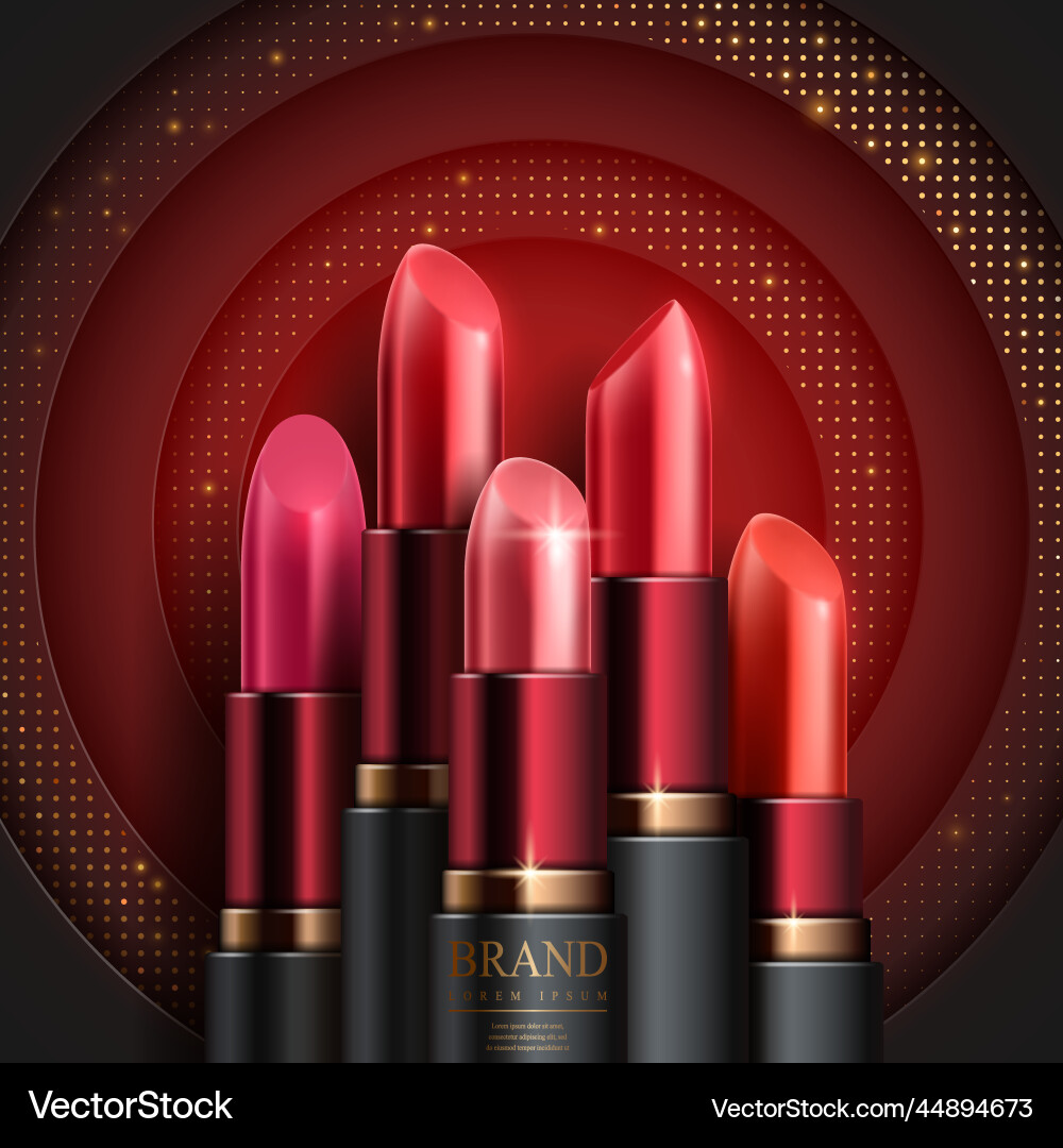 Cosmetics lipsticks template Royalty Free Vector Image