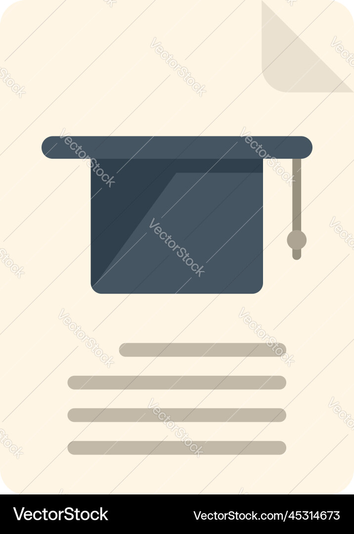 Graduation test icon flat school exam Royalty Free Vector