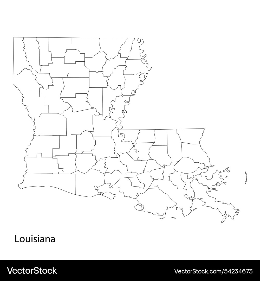 Louisiana outline high-quality map Royalty Free Vector Image