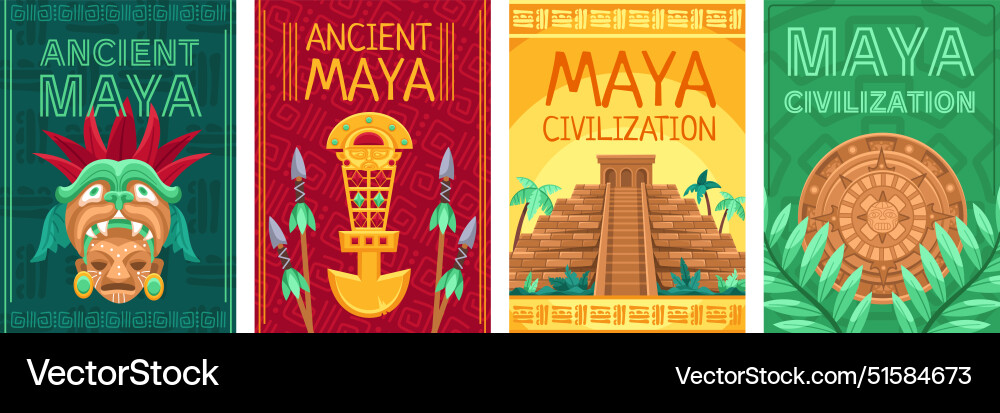Maya civilization posters ancient traditional Vector Image