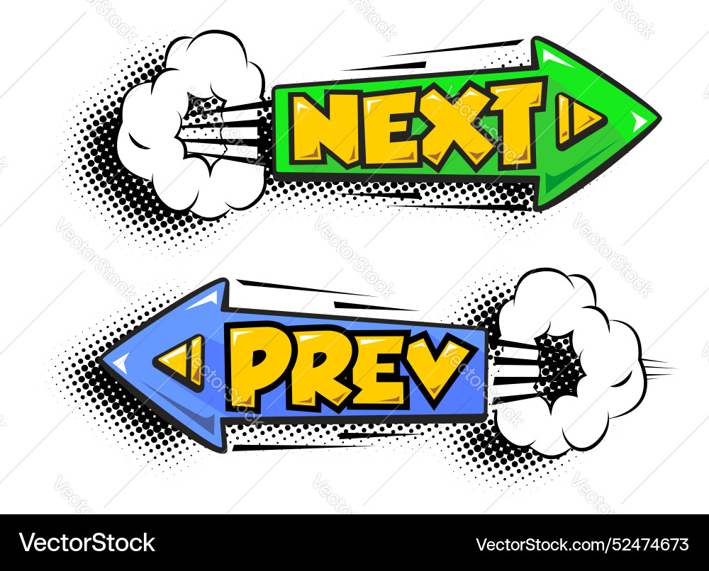 Next and prev cartoon arrow Royalty Free Vector Image