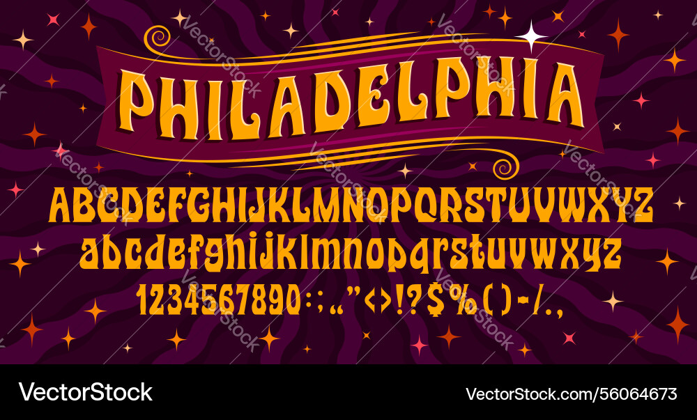 Psychedelic font hippy groovy type alphabet Vector Image