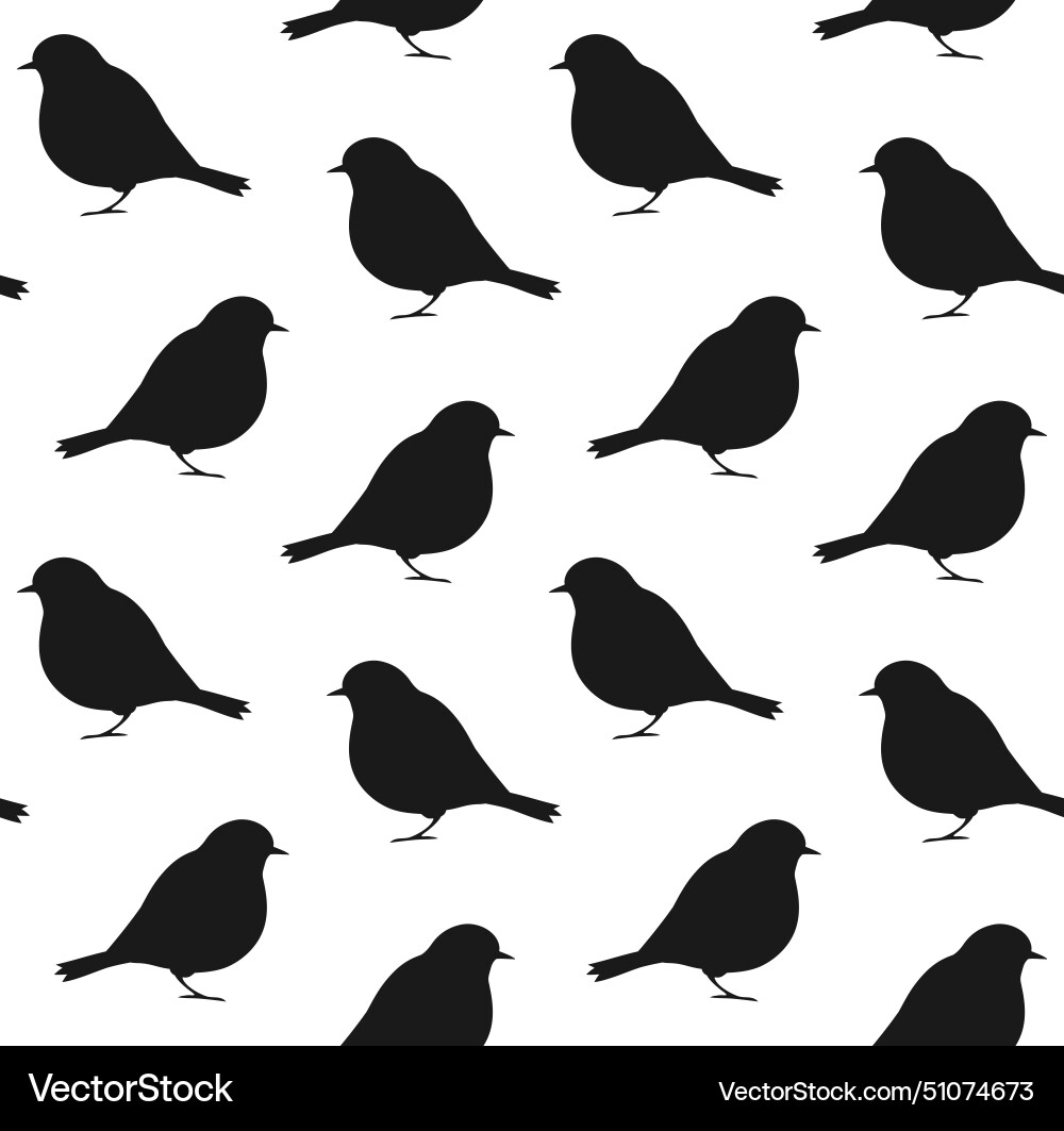 Seamless pattern of robin bird silhouette Vector Image