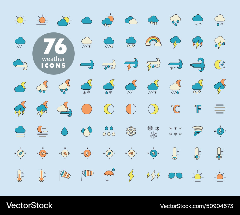 Weather forecast icon set meteorology sign Vector Image