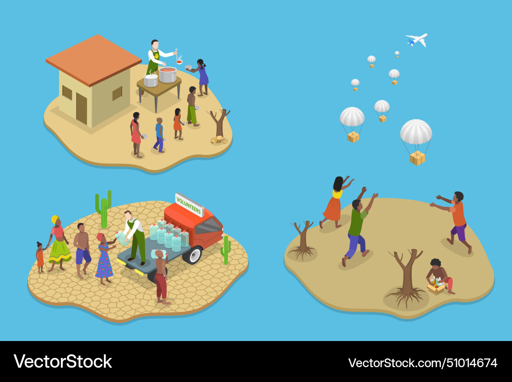 3d isometric flat of hunger Royalty Free Vector Image