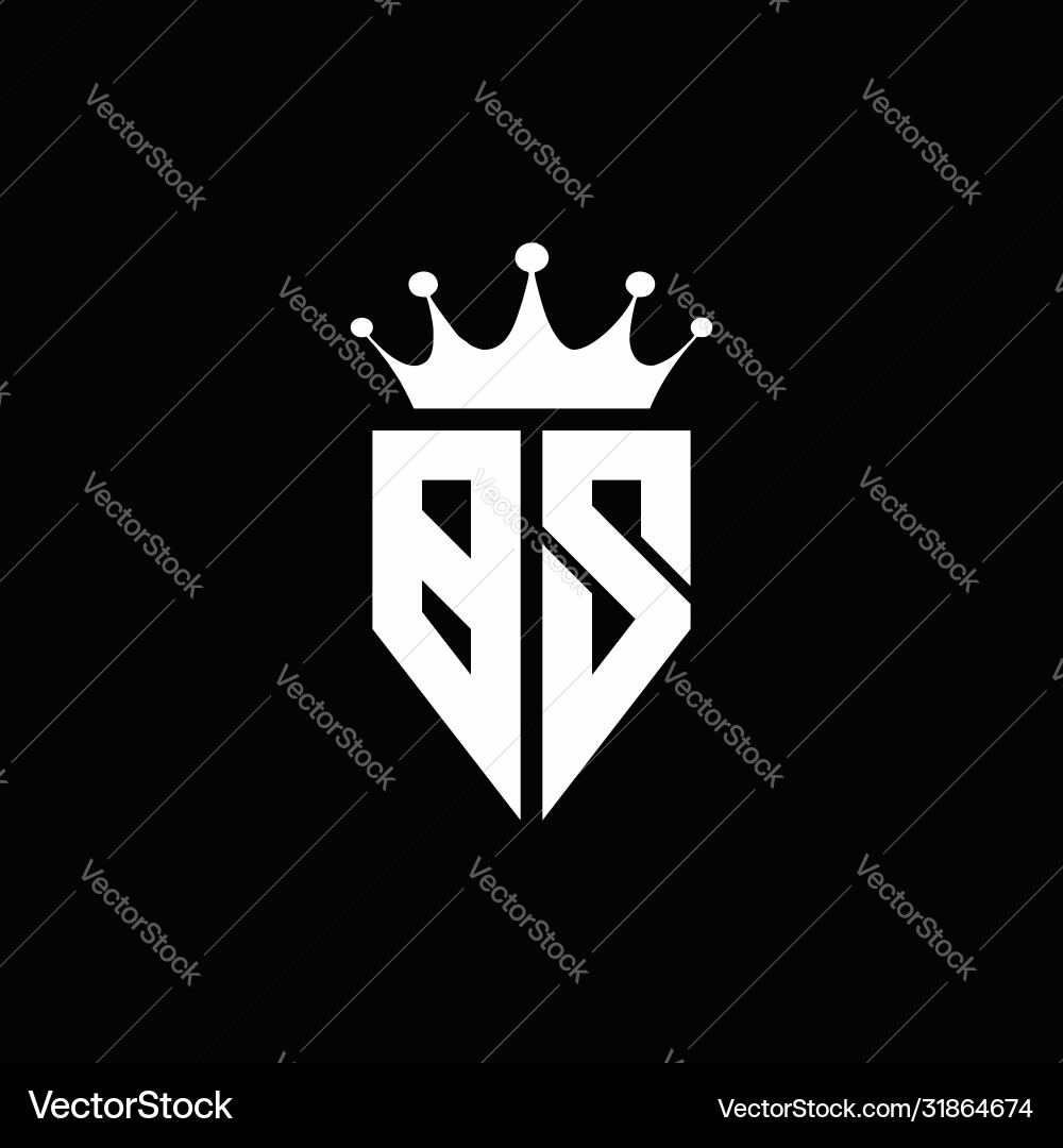Bs logo monogram emblem style with crown shape Vector Image