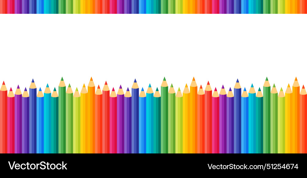 Color pencils background rainbow frame for kids Vector Image