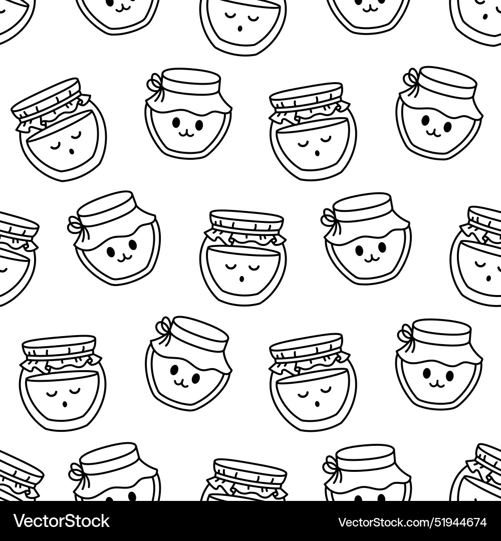Cute kawaii honey jar seamless pattern coloring Vector Image