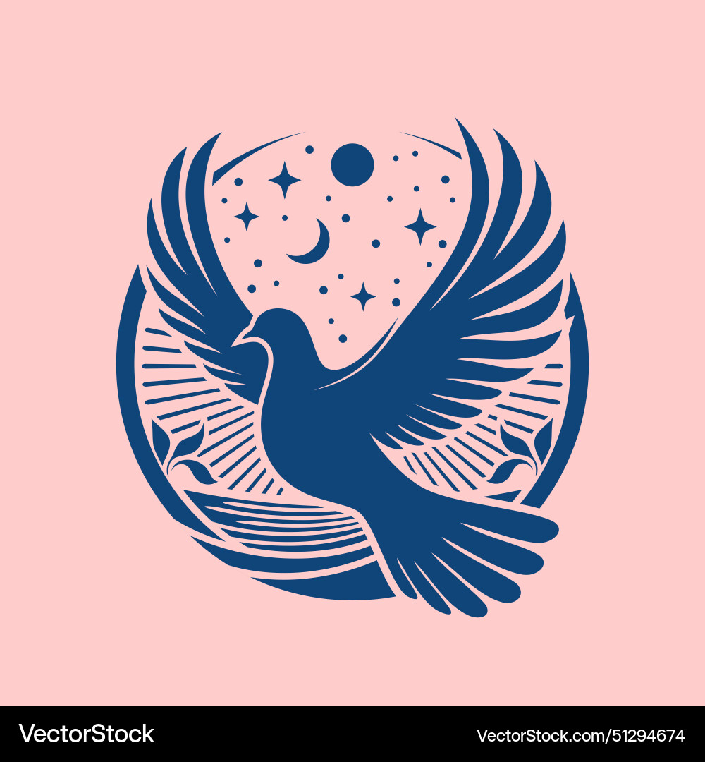 Dove symbol of peace emblem Royalty Free Vector Image