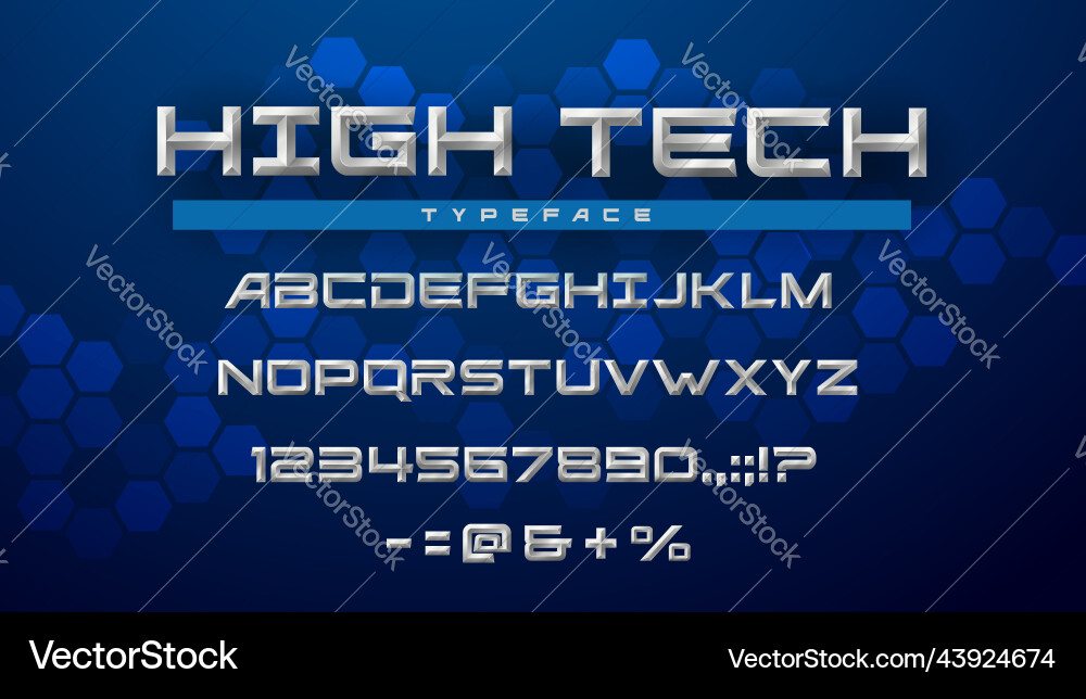 Font alphabet high tech type digital technology Vector Image
