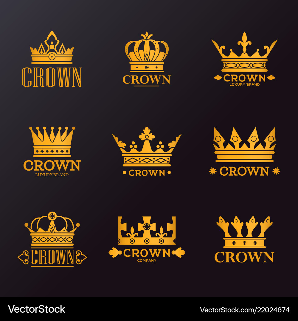 Golden Crown Set - Branding & Royalty Vector Image