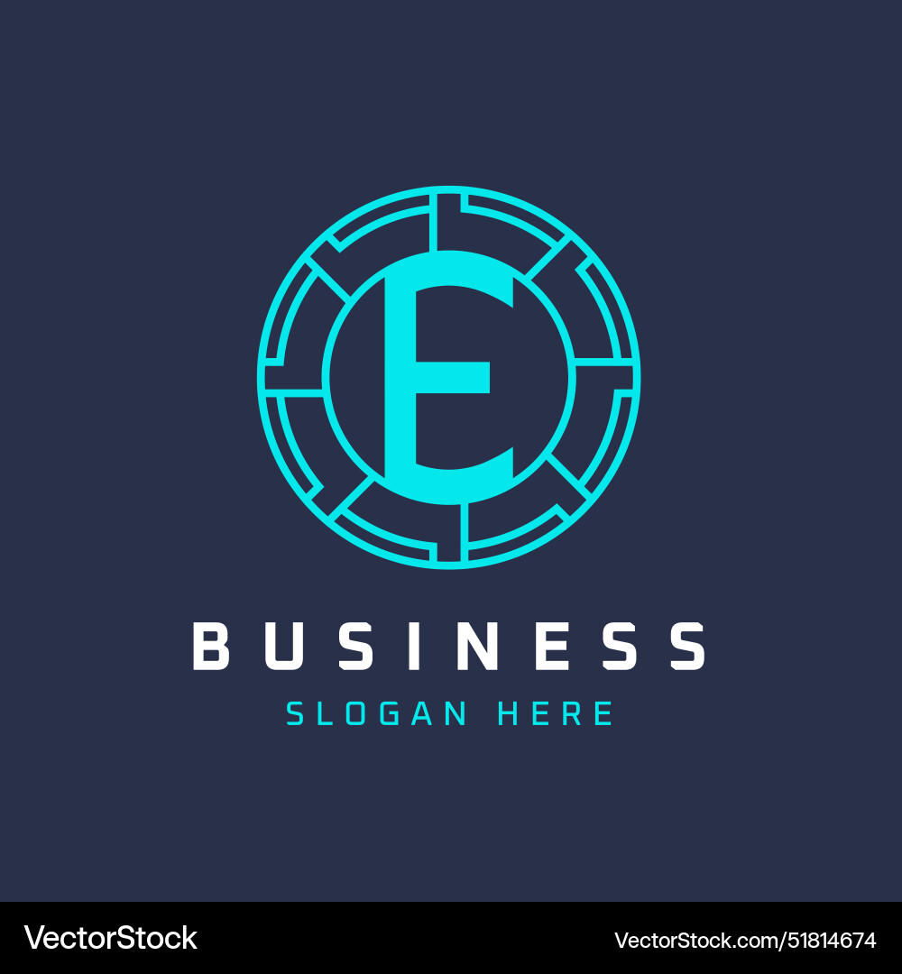 Letter e tech logo design initial round Royalty Free Vector
