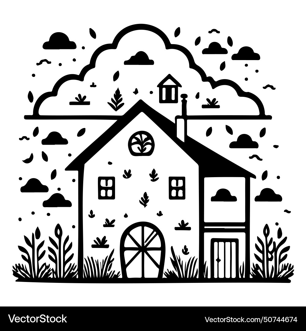 Spring farm house agriculture sketch Royalty Free Vector