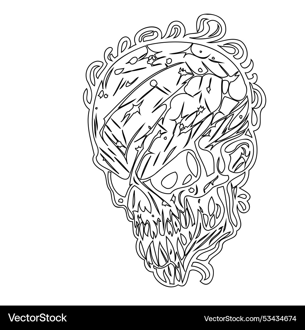 Zombie outline sketch Royalty Free Vector Image
